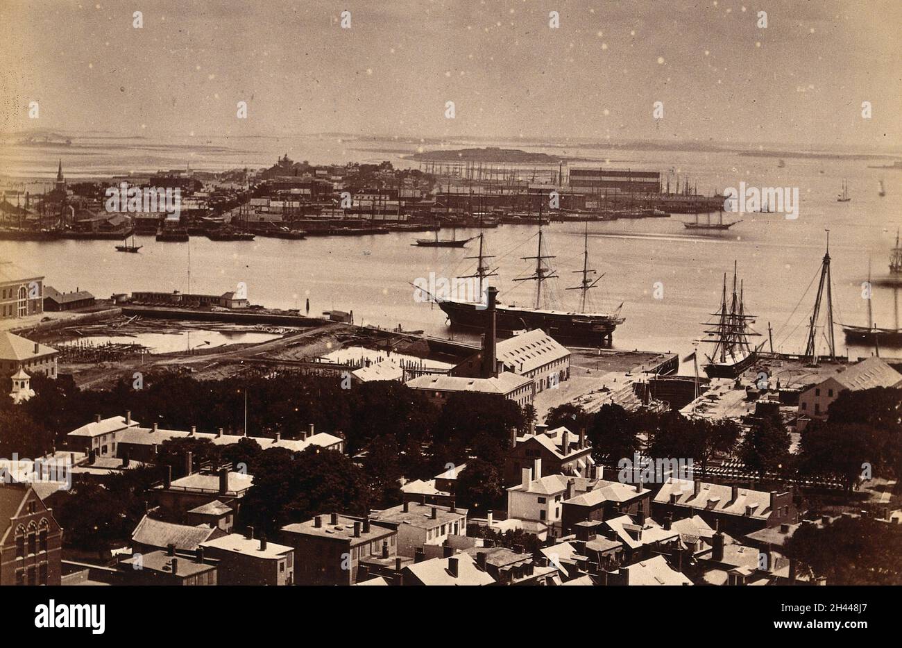 Boston, Massachusetts: the harbour. Photograph, ca. 1880 Stock Photo ...
