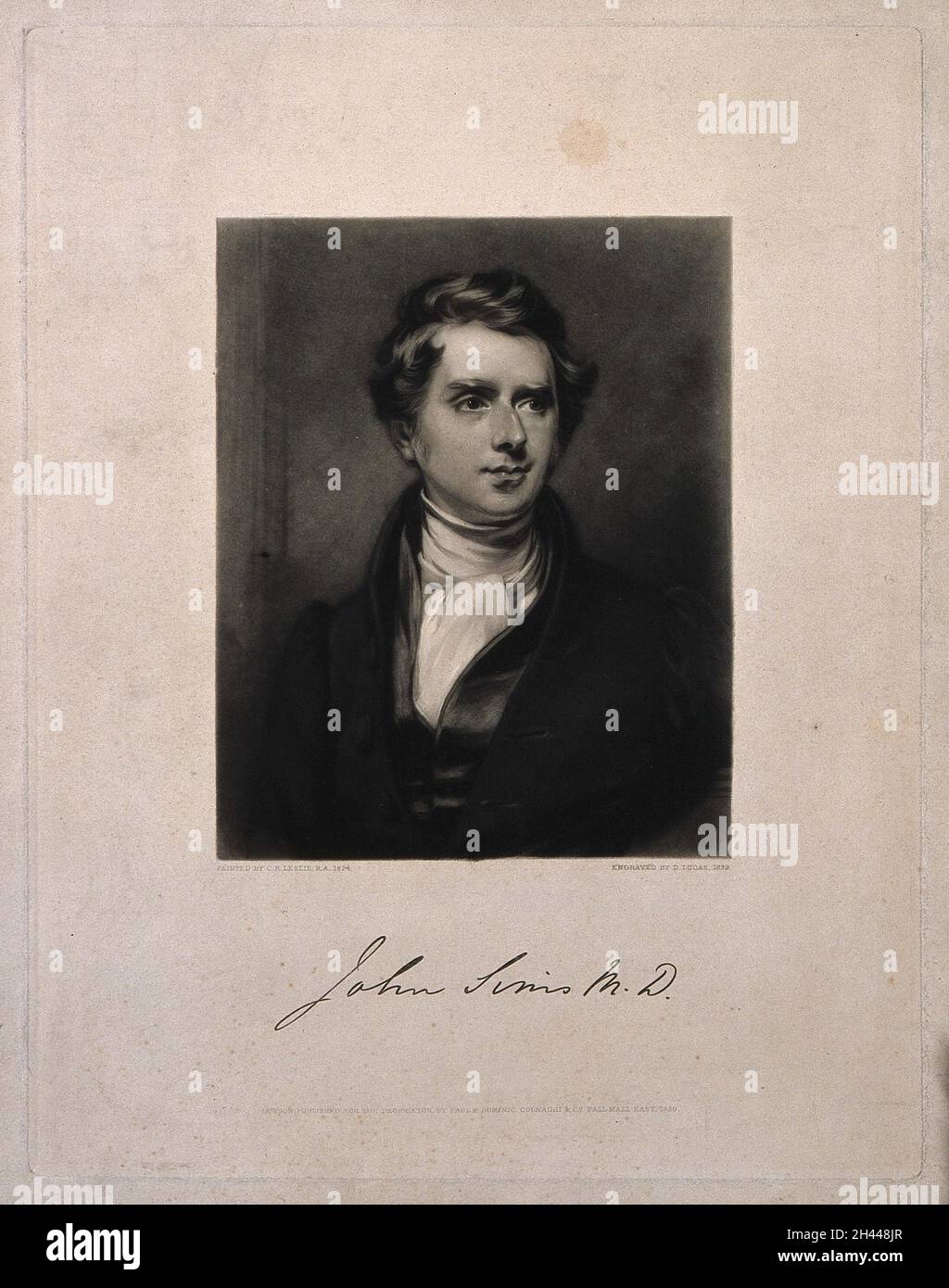 John Sims. Mezzotint by D. Lucas, 1839, after C. R. Leslie, 1824 Stock ...