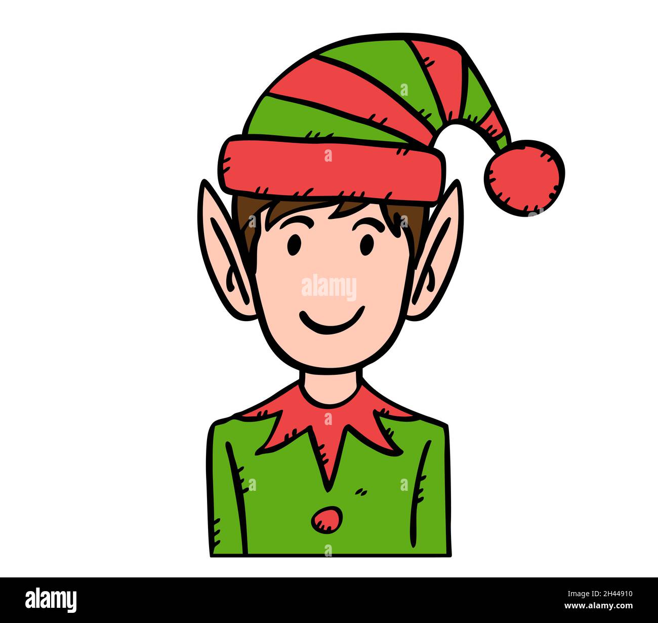 Cartoon style vector illustration of Elf avatar. Doodle of Elf is ...