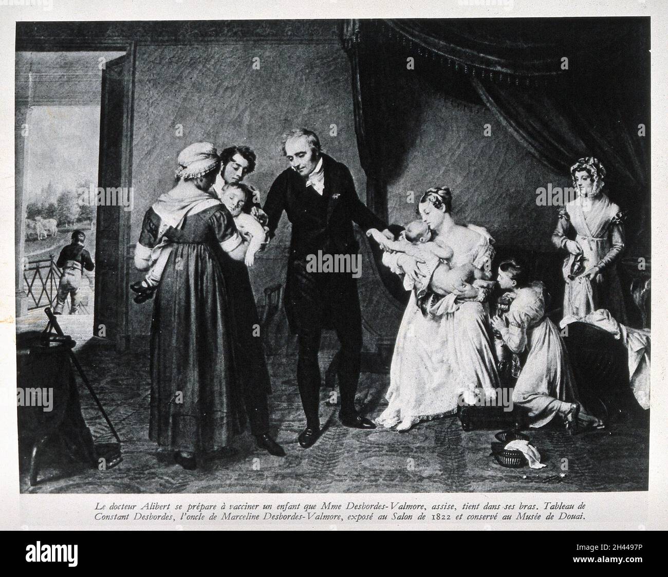 Dr. J. Alibert taking serum from a servant's baby to vaccinate the ...
