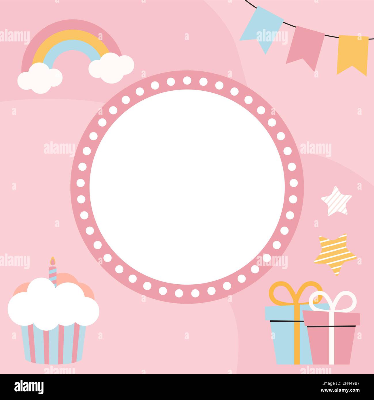 Birthday Kids card with frame. Vector Illustration Stock Vector Image ...