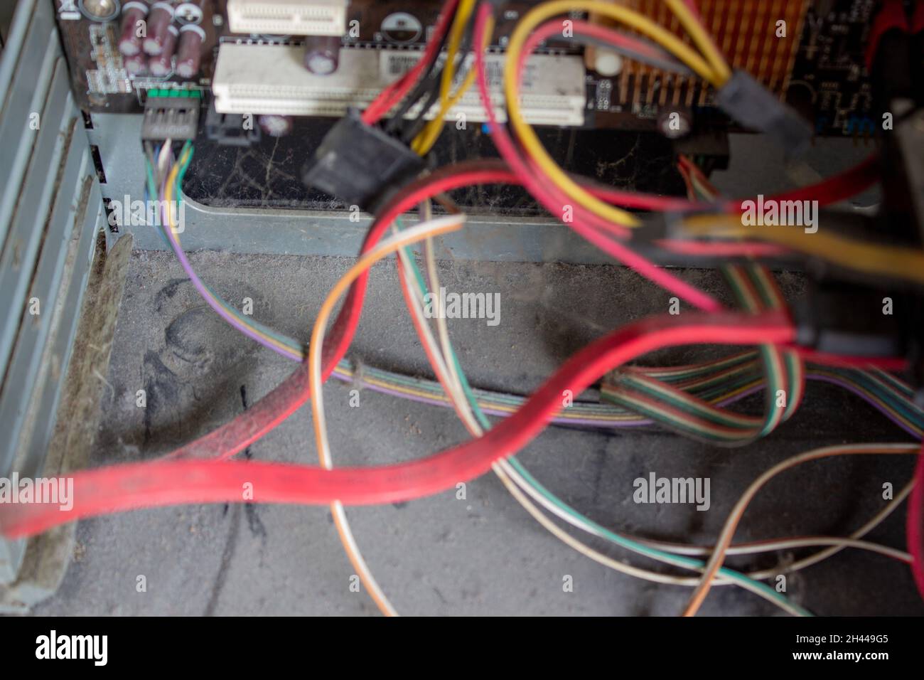An old family computer filled with spider webs, dust and viruses ...