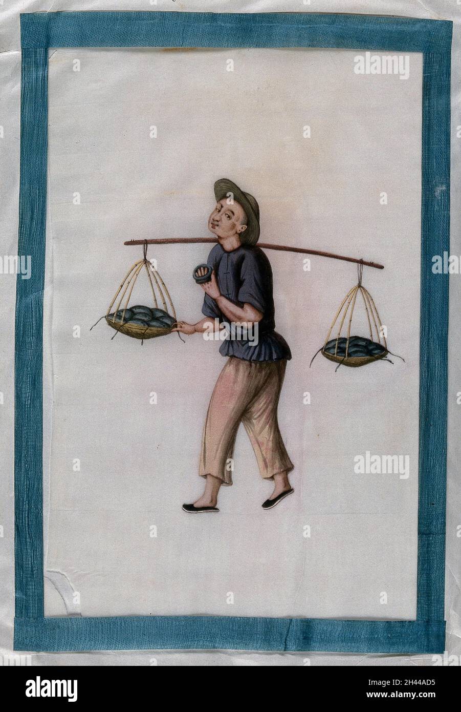 A Chinese street trader. Painting by a Chinese artist, ca. 1850 Stock ...