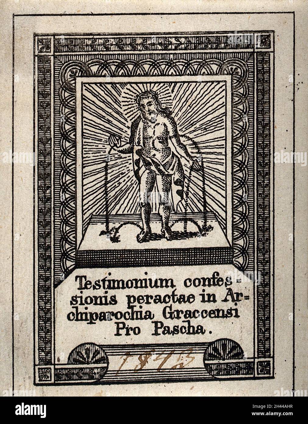 A certificate of given confession at Easter 1843, in the archdiocesan ...