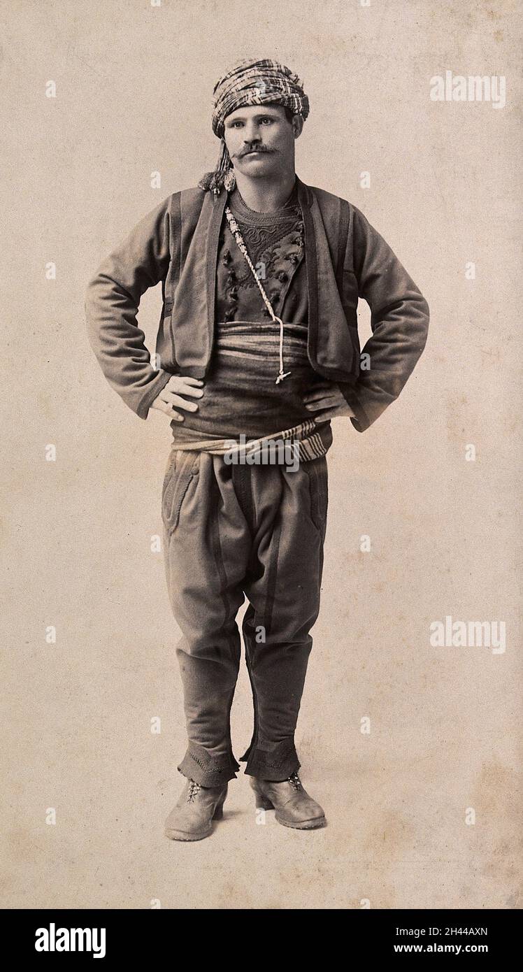 A man in Ottoman traditional costume. Photograph (by Pascal Sébah ...