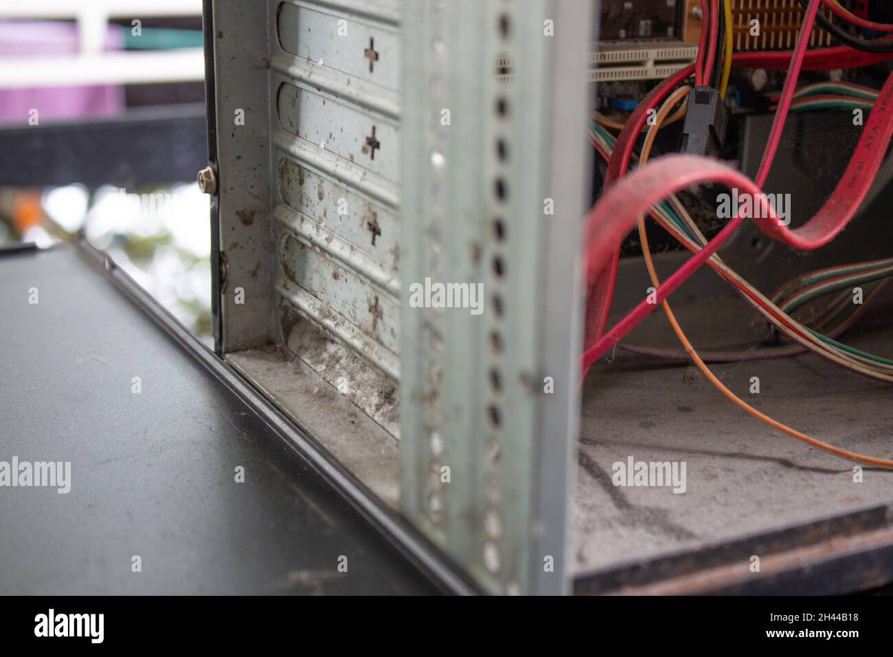 An old family computer filled with spider webs, dust and viruses ...