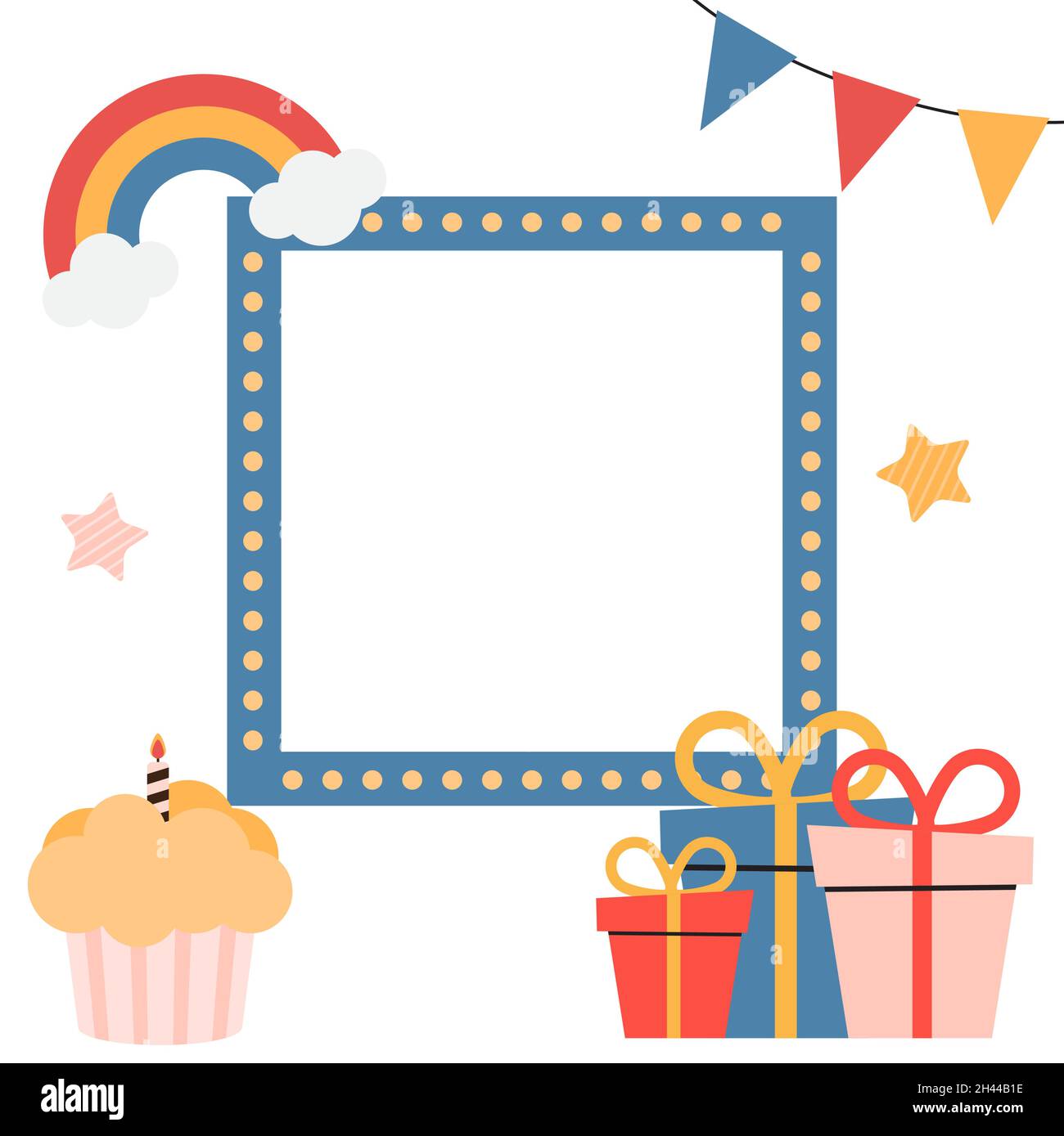 Birthday Kids card with frame. Vector Illustration Stock Vector Image ...