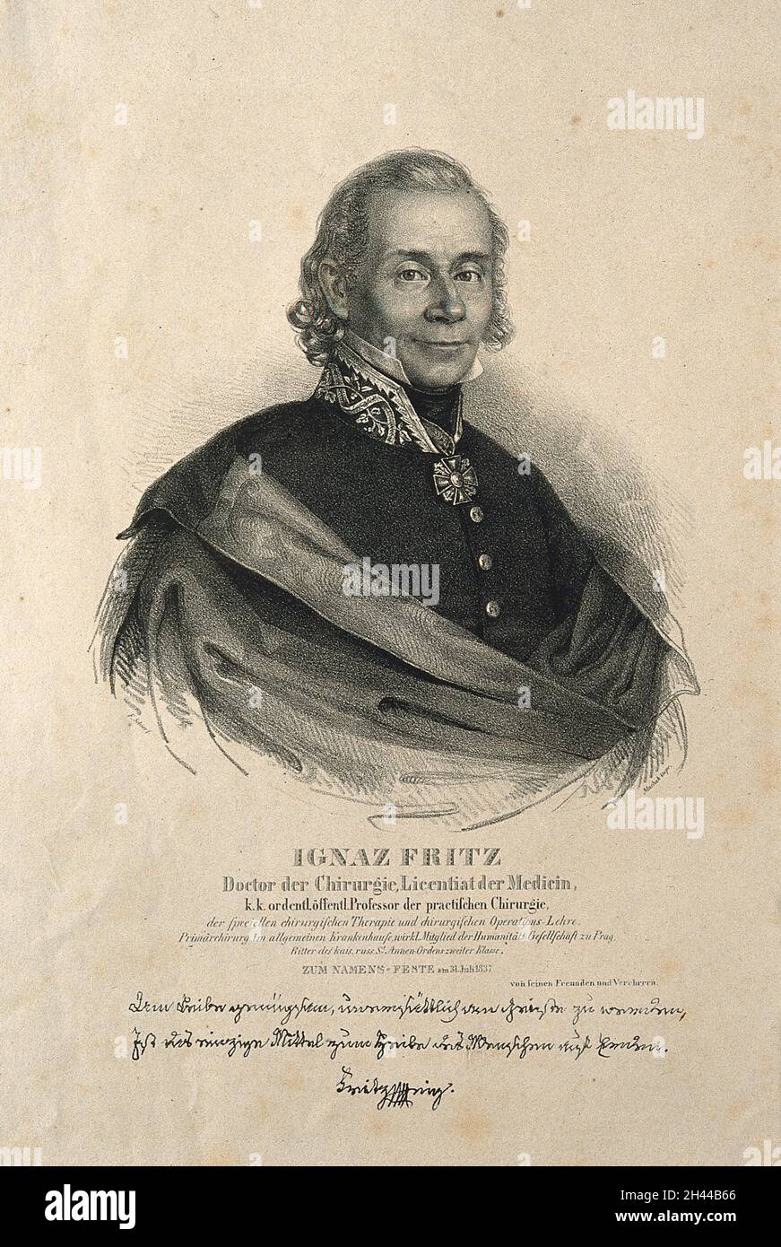 Ignaz Franz Fritz. Lithograph by F. Schier Stock Photo - Alamy