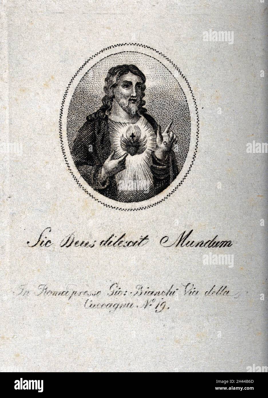 Christ showing his Sacred Heart. Etching Stock Photo - Alamy