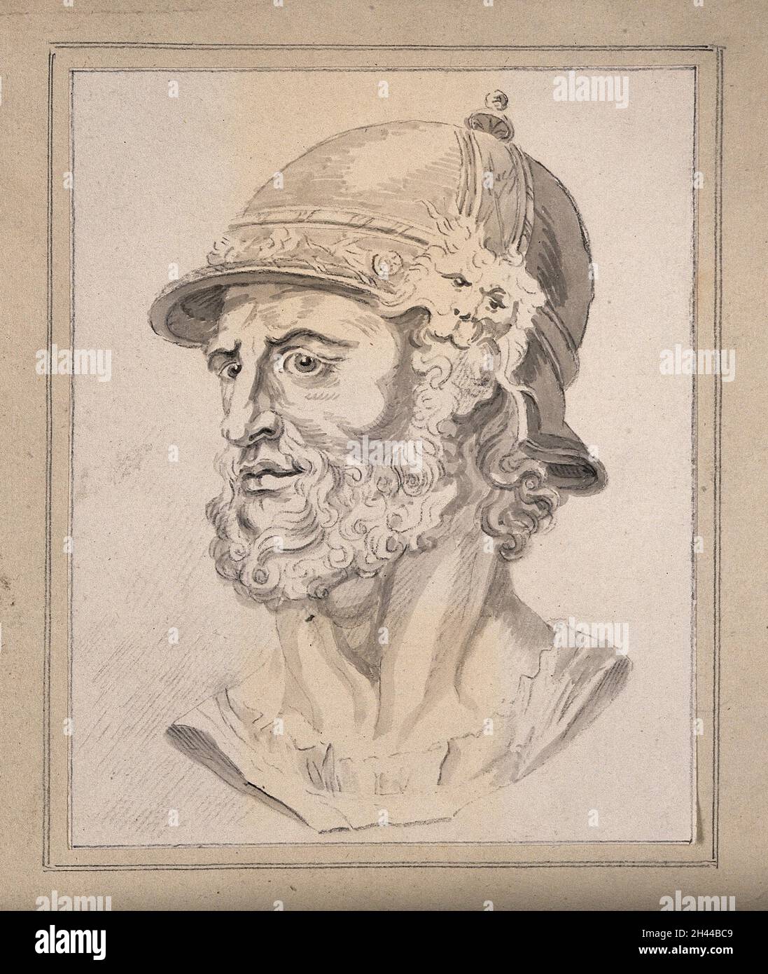 Head of the Roman god Mars. Drawing, c. 1793 Stock Photo - Alamy