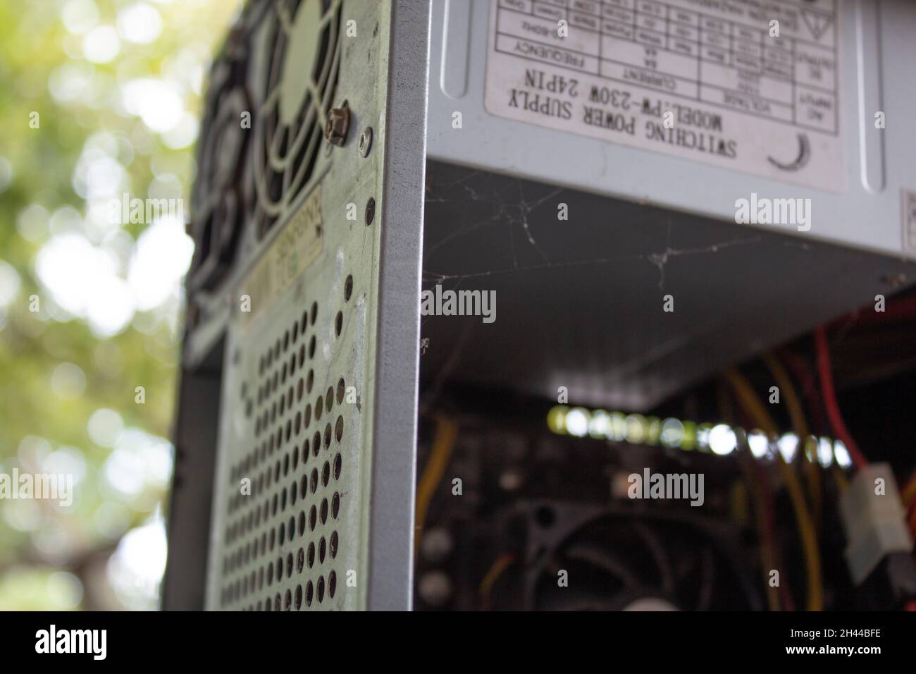 An old family computer filled with spider webs, dust and viruses ...