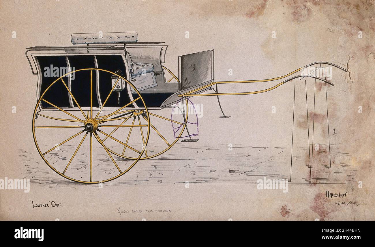 A Lowther cart: side view. Pen and ink drawing by Hamshaw Stock Photo ...