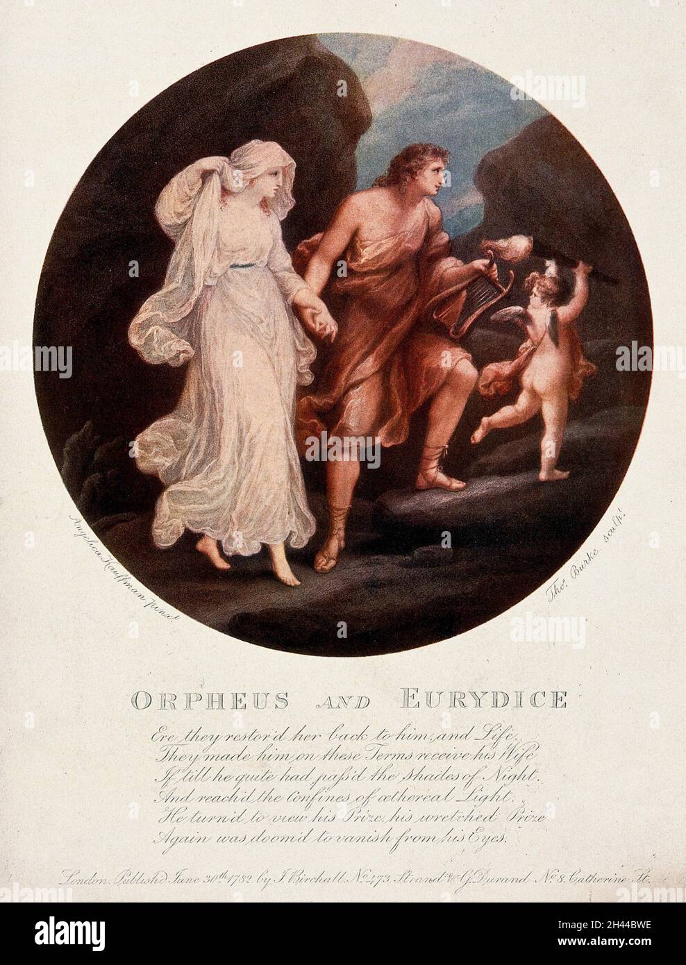 Orpheus and Eurydice. Colour process print, ca. 1900 (?) after stipple ...