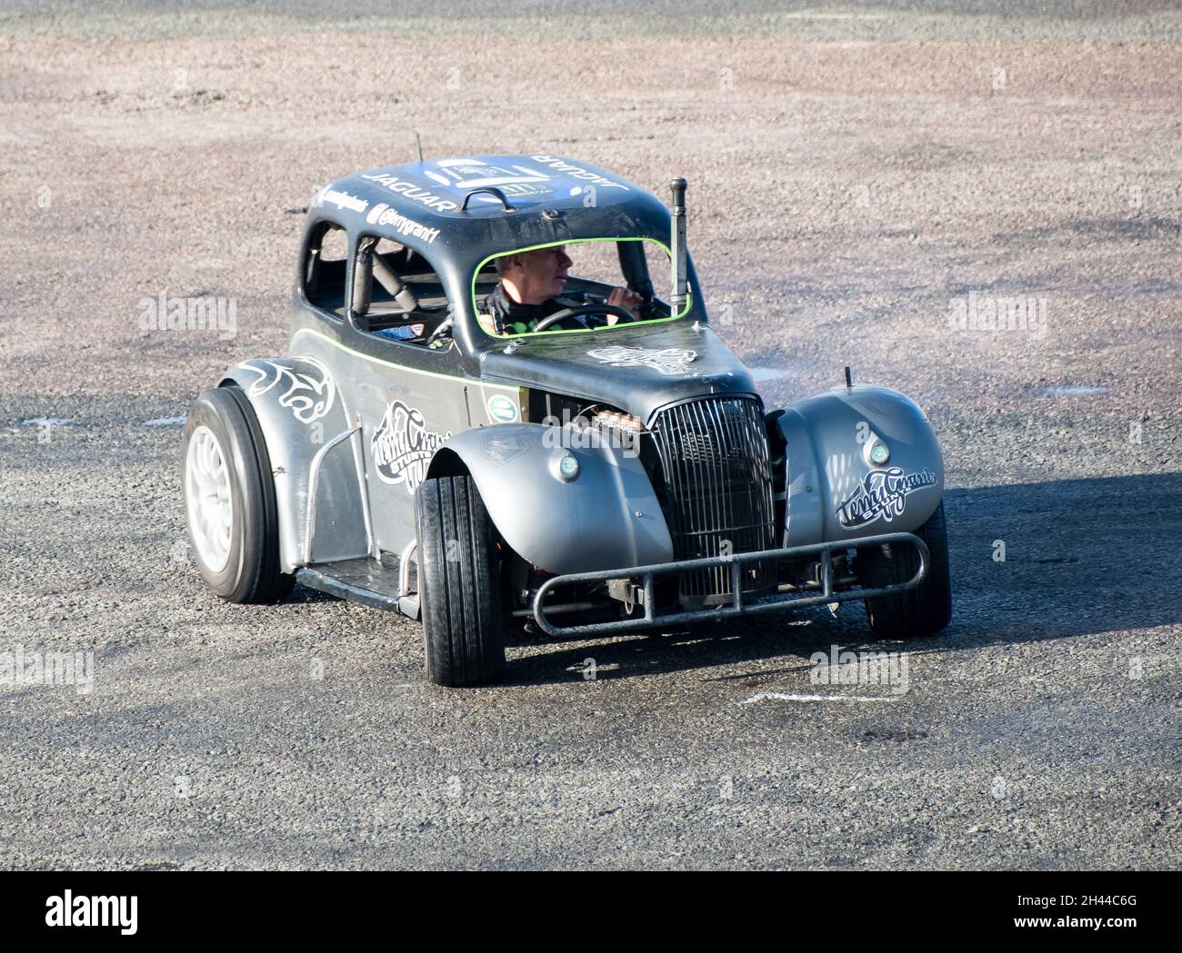 The World famous stunt driver Terry Grant putting on a dangerous stunt ...