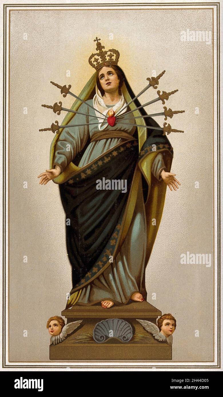 Saint Mary (the Blessed Virgin). Colour lithograph Stock Photo - Alamy