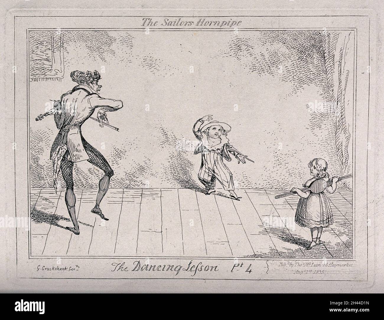 A dancing lesson: a boy in a sailor suit dances the hornpipe as the ...
