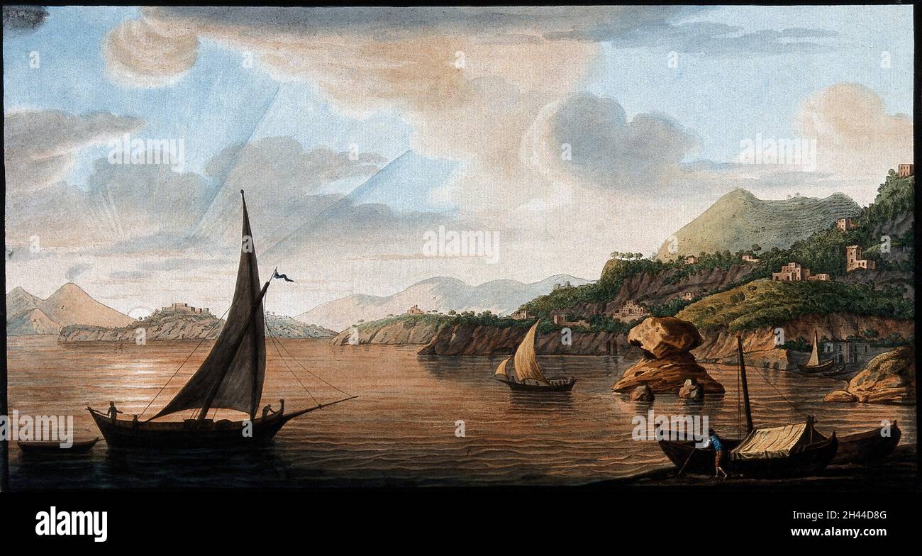 Lacco (Lacco Ameno), on the island of Ischia composed of volcanic tufa ...