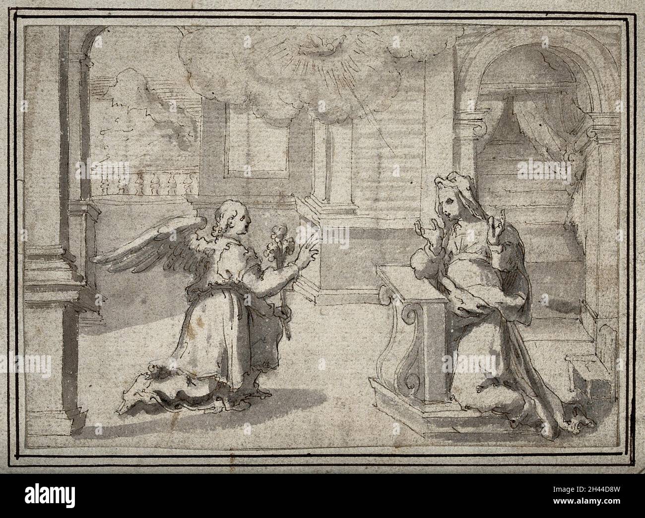 The Annunciation. Pen and ink drawing Stock Photo - Alamy