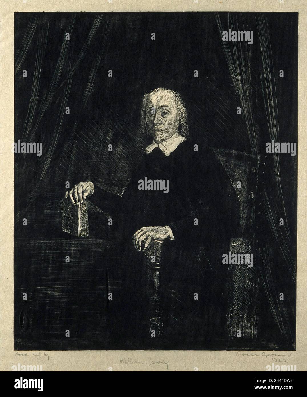 William Harvey. Woodcut by H. Gerrard, 1923 Stock Photo - Alamy