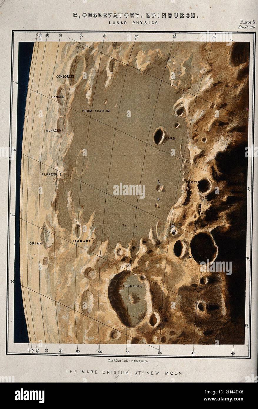 Astronomy: the surface of the moon. Lithograph Stock Photo - Alamy