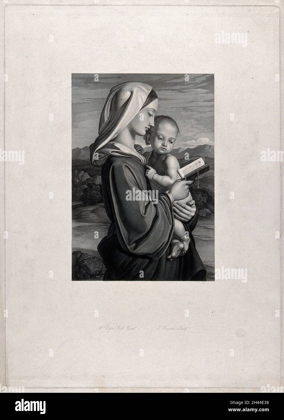 Saint Mary (the Blessed Virgin) with the Christ Child. Engraving by F ...