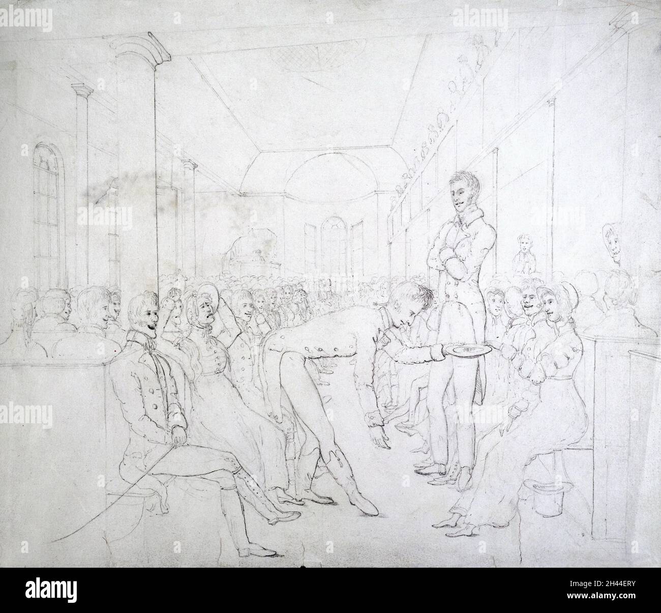 Magdalen Asylum, Dublin: a collection in the chapel. Pencil drawing ...