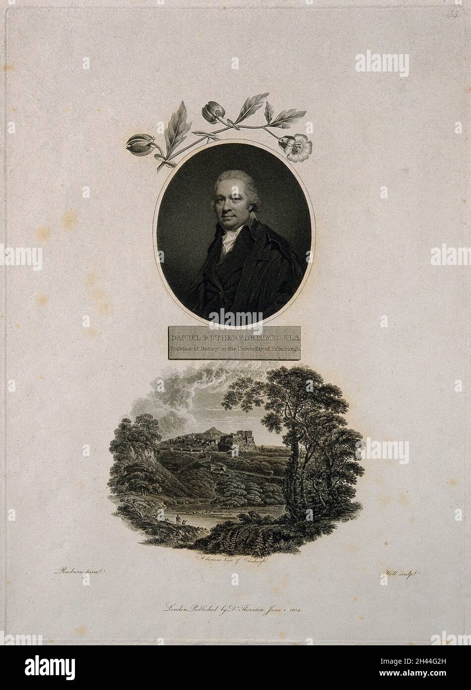 Daniel Rutherford. Stipple engraving by W. Holl, 1804, after H. Raeburn ...