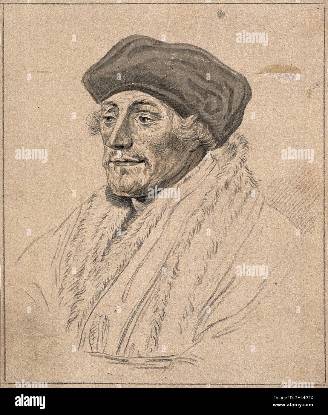 Desiderius Erasmus. Drawing, c. 1792, after H. Holbein Stock Photo - Alamy