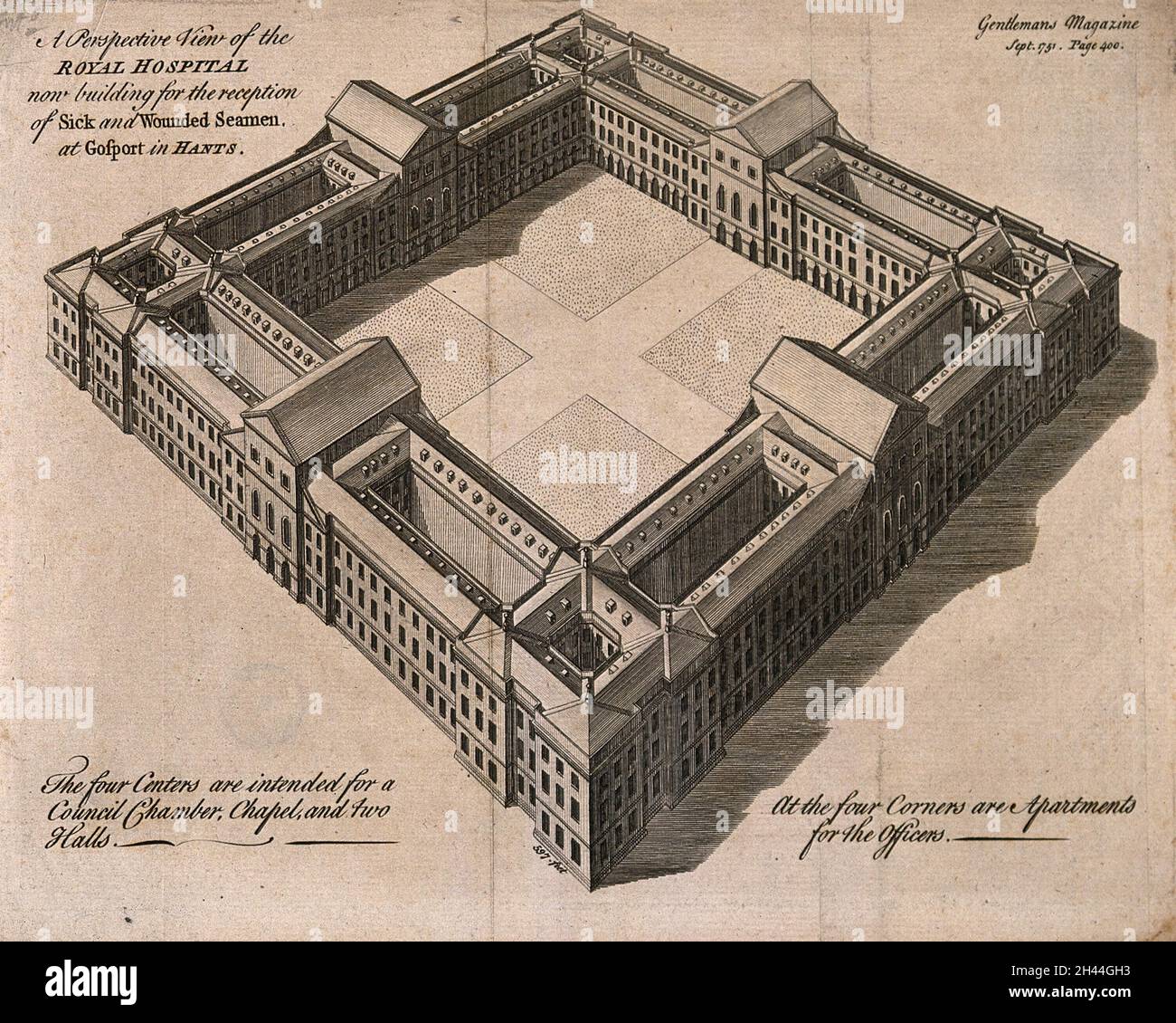 Royal Hospital for Sick and Wounded Seamen, Gosport, Hampshire: bird's ...