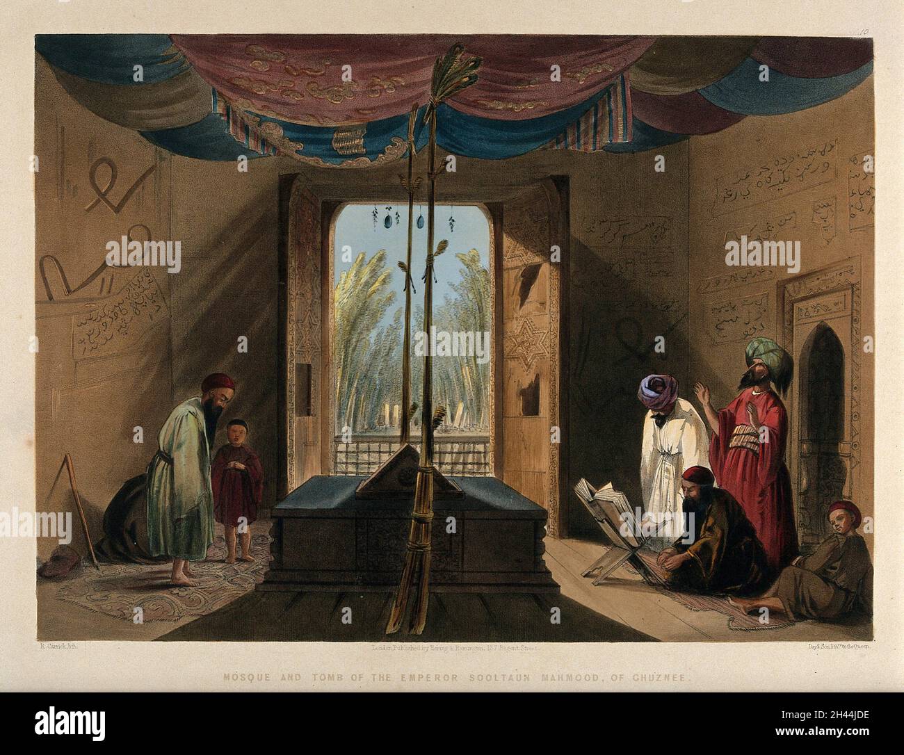 Worshippers at the Mosque of Emperor Sultan Mahmood, Ghazni ...