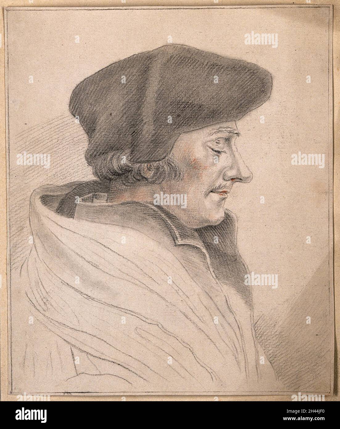 Desiderius Erasmus: portrait in profile. Drawing, c. 1795, after H ...