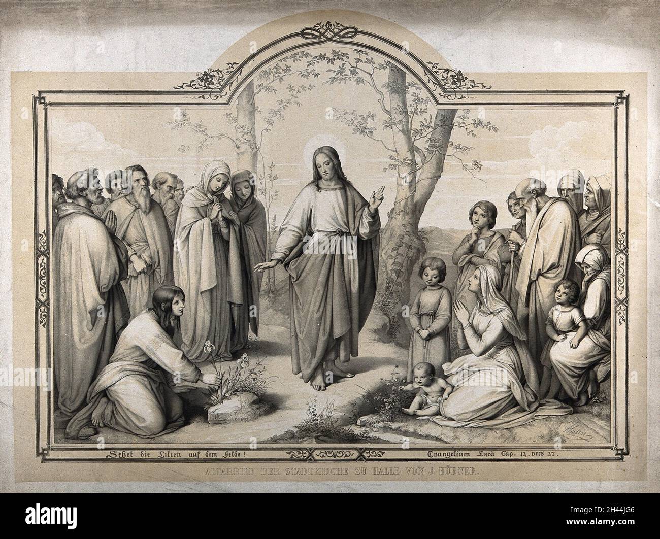 Christ with Mary and Martha. Lithograph by C. Hahn, 184-, after J ...