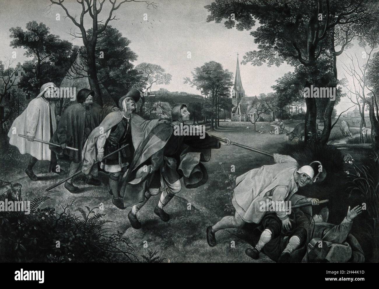 The parable of the blind leading the blind: six blind men walk in a ...