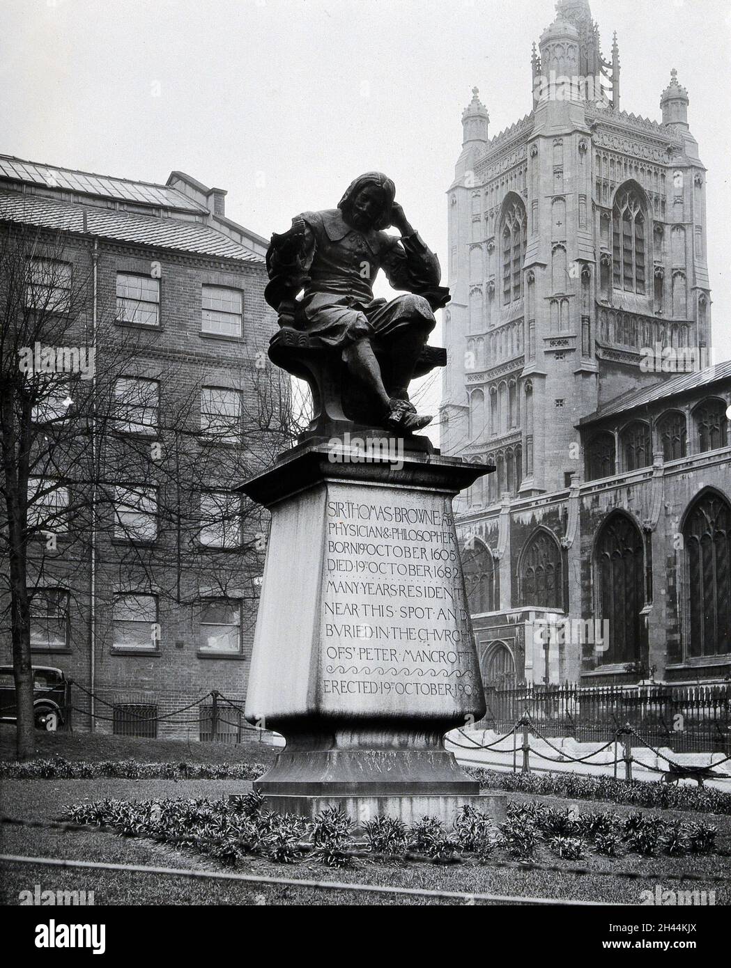 Sir Thomas Browne. Photograph after a sculpture in Norwich erected 1905 ...