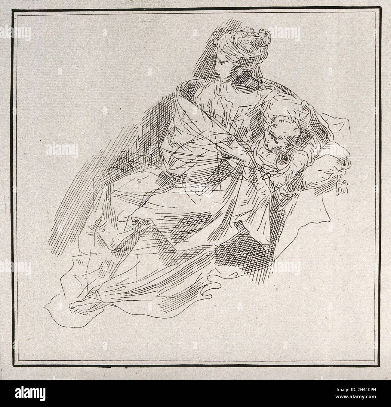 Saint Mary (the Blessed Virgin) with the Christ Child. Etching Stock ...