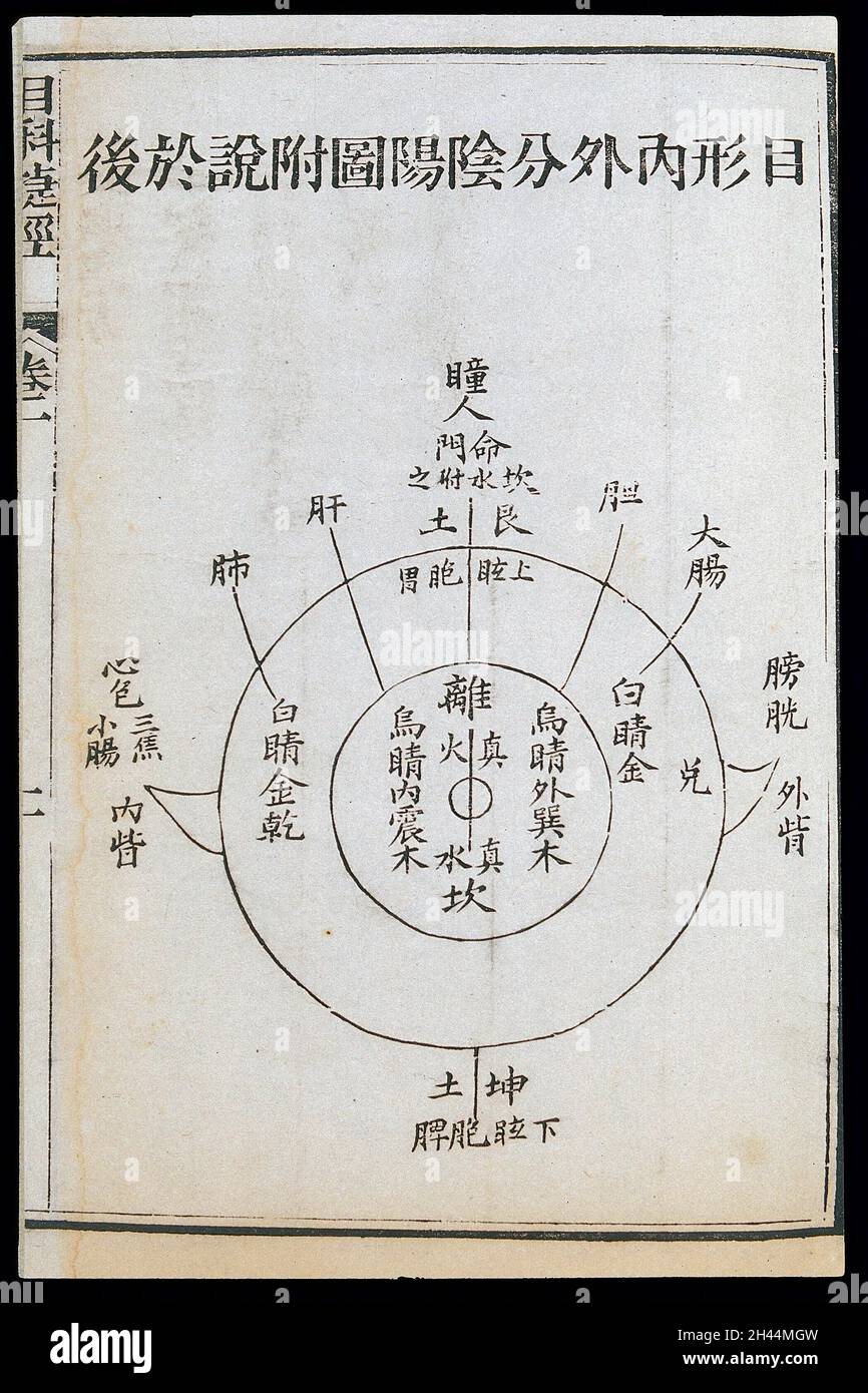 C19 Chinese eye diagnosis chart showing Yin and Yang division Stock ...