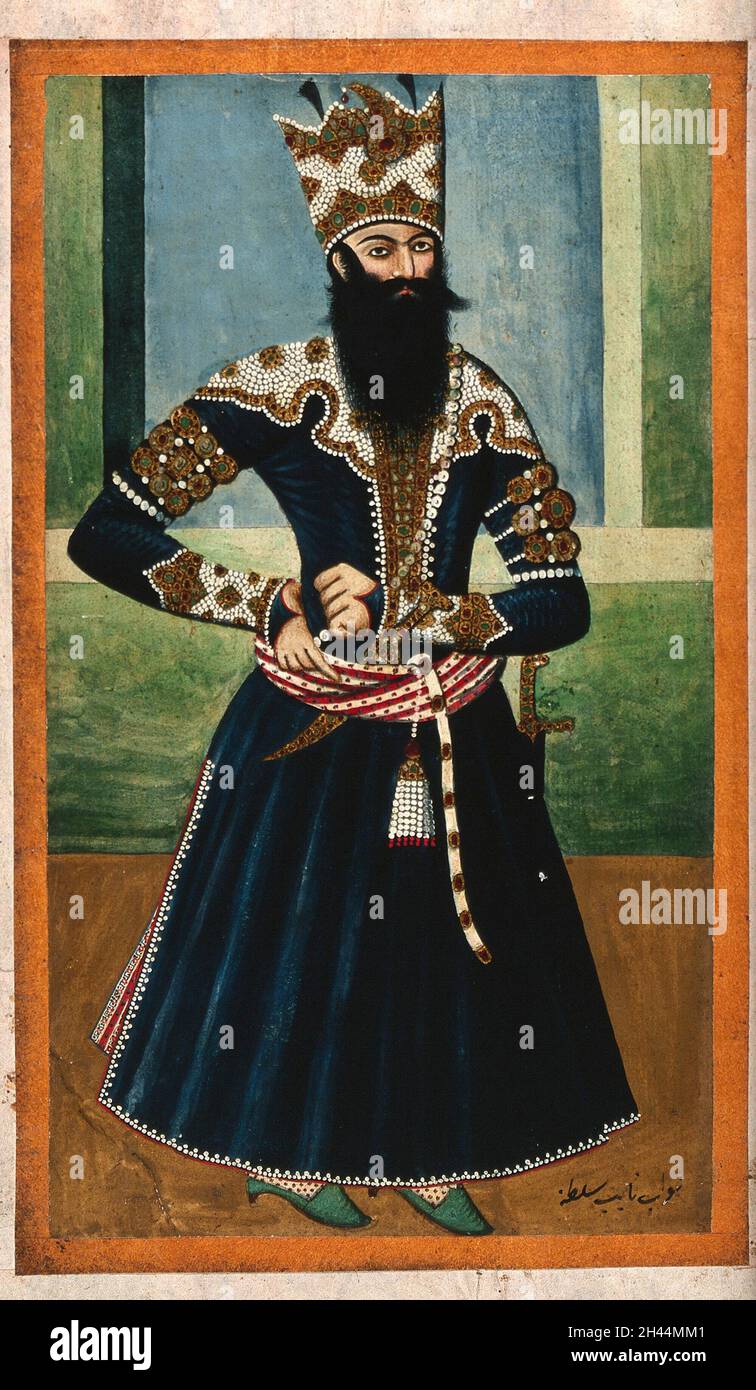 Nawāb Nāib Sultaneh. Gouache painting by an Persian artist, Qajar ...