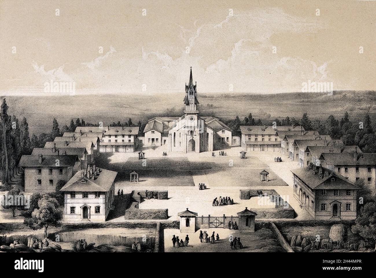 Mettray penal colony, Mettray, France: a general view. Lithograph by ...