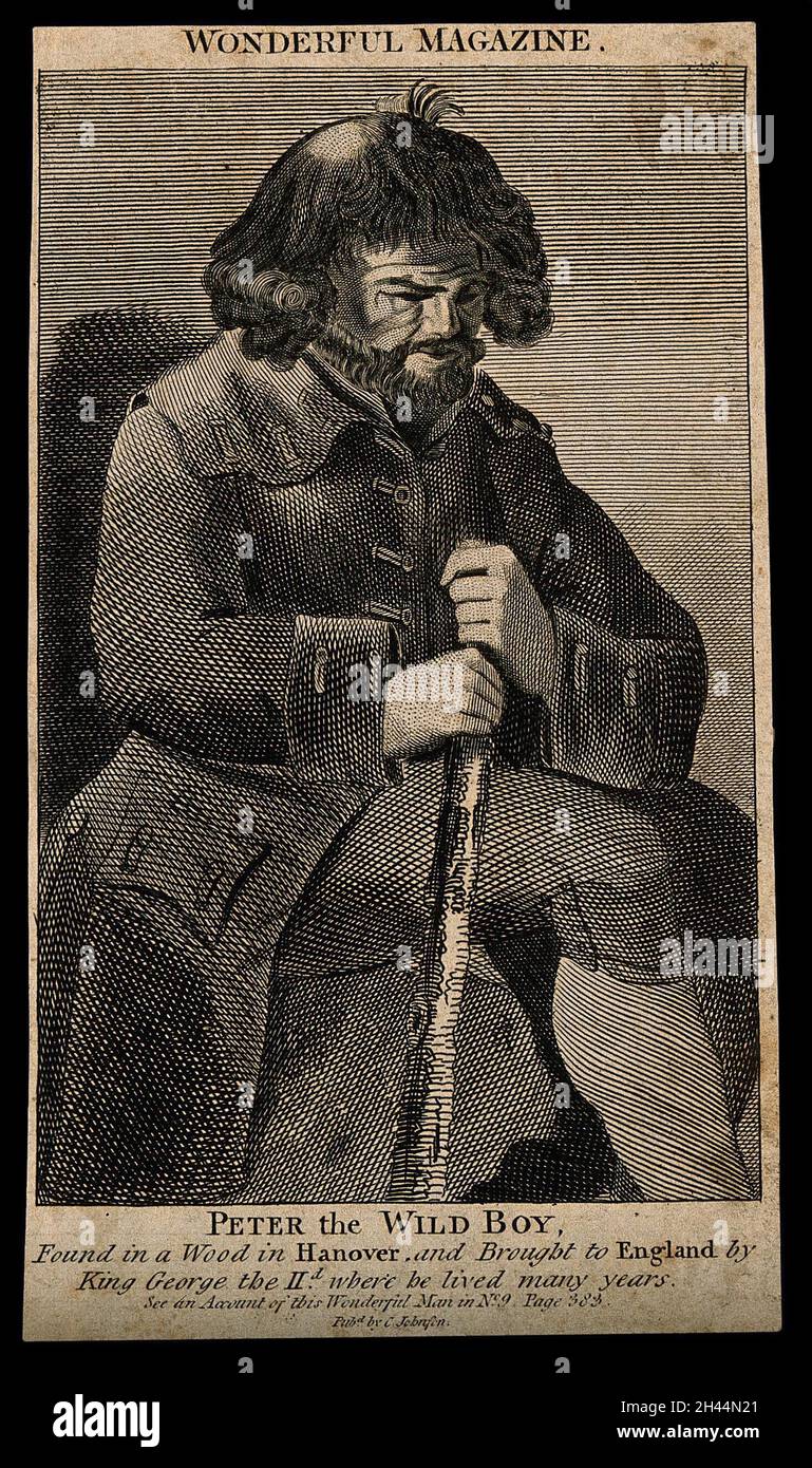 Peter, the wild boy. Engraving Stock Photo - Alamy