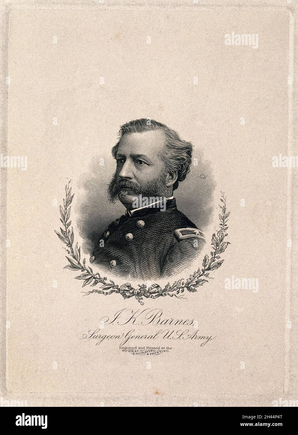 Joseph K. Barnes. Line engraving Stock Photo - Alamy