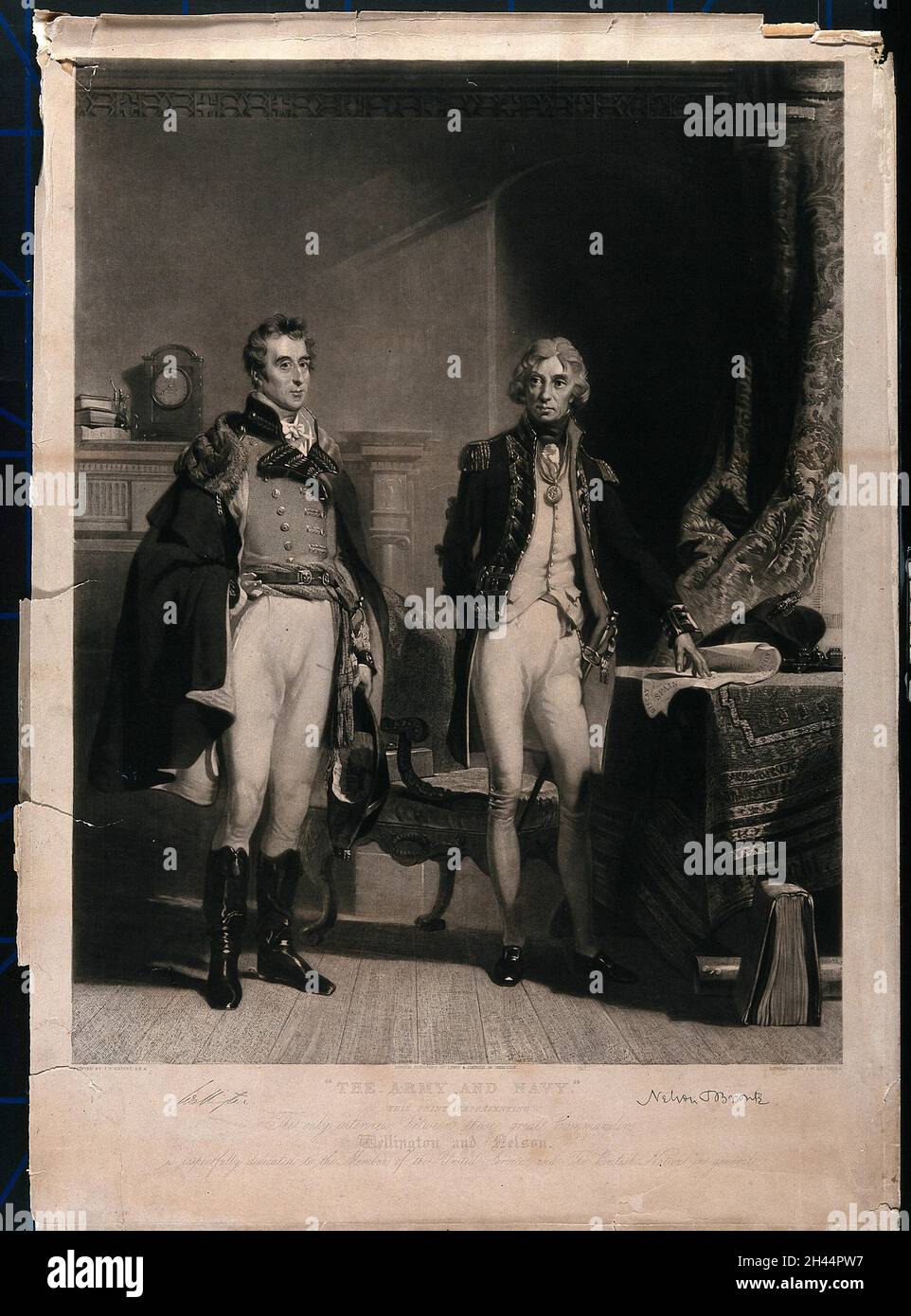 The Duke of Wellington and Lord Nelson standing in a room by a table ...