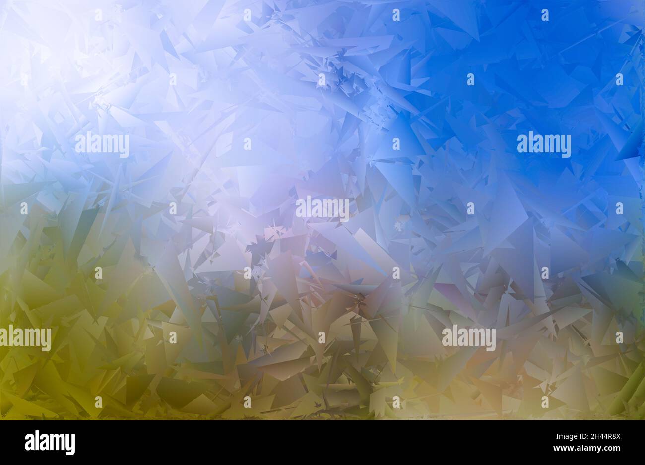 Green, yellow, blue background with speckled, bright areas, and frost ...