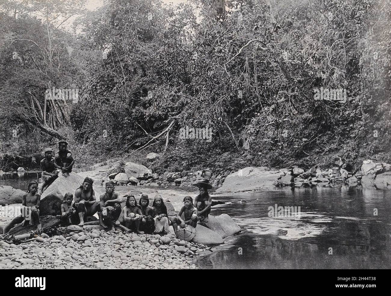 Sarawak: a tribe by the Paran River in the Rejang district. Photograph ...