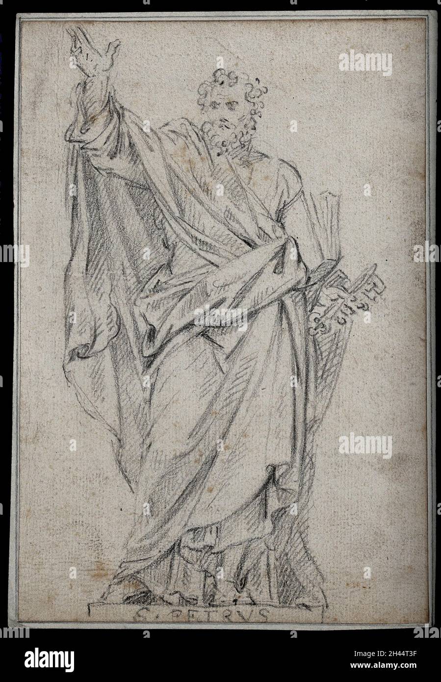 Saint Peter. Black chalk drawing after P. Monnot Stock Photo - Alamy