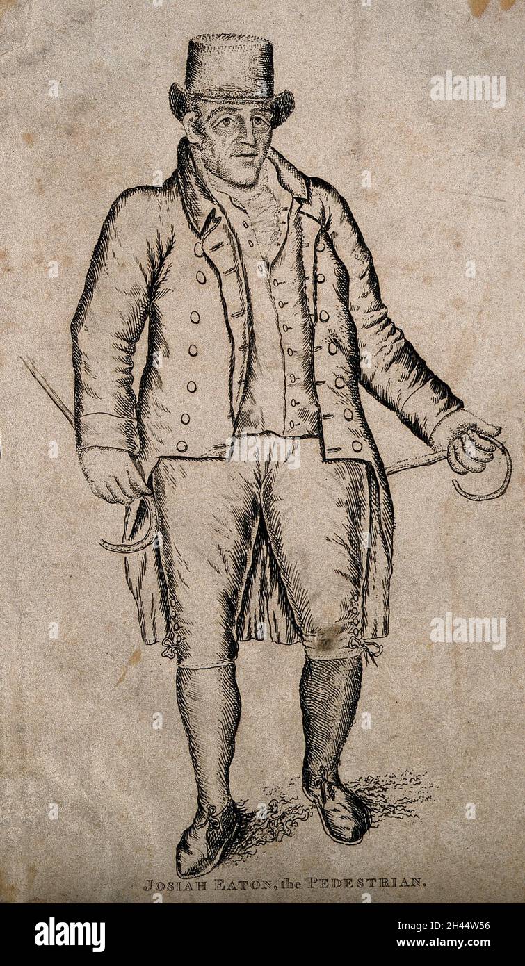 Josiah Eaton, a long distance walker. Etching Stock Photo - Alamy