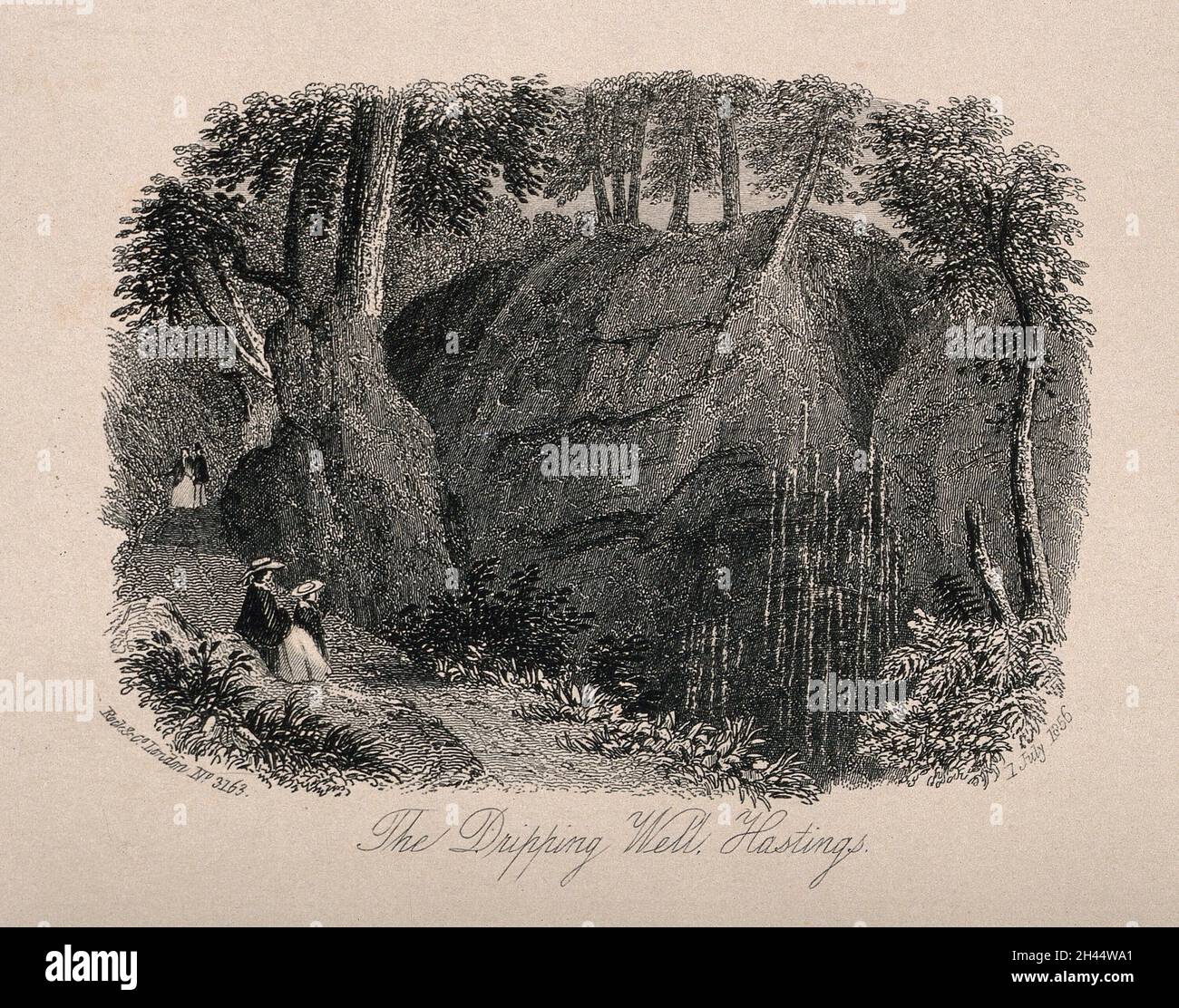 The Dripping Well, Hastings, Sussex. Line engraving, 1856 Stock Photo ...