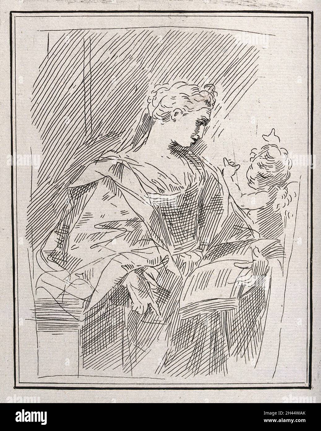 Saint Mary (the Blessed Virgin) with the Christ Child. Etching Stock ...