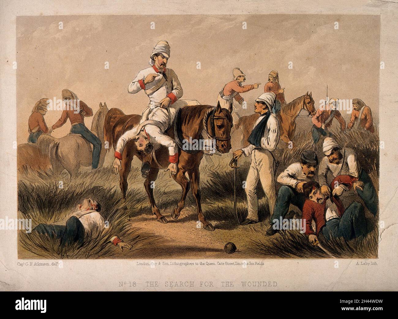 Indian Mutiny: ambulancemen and soldiers searching for and assisting ...