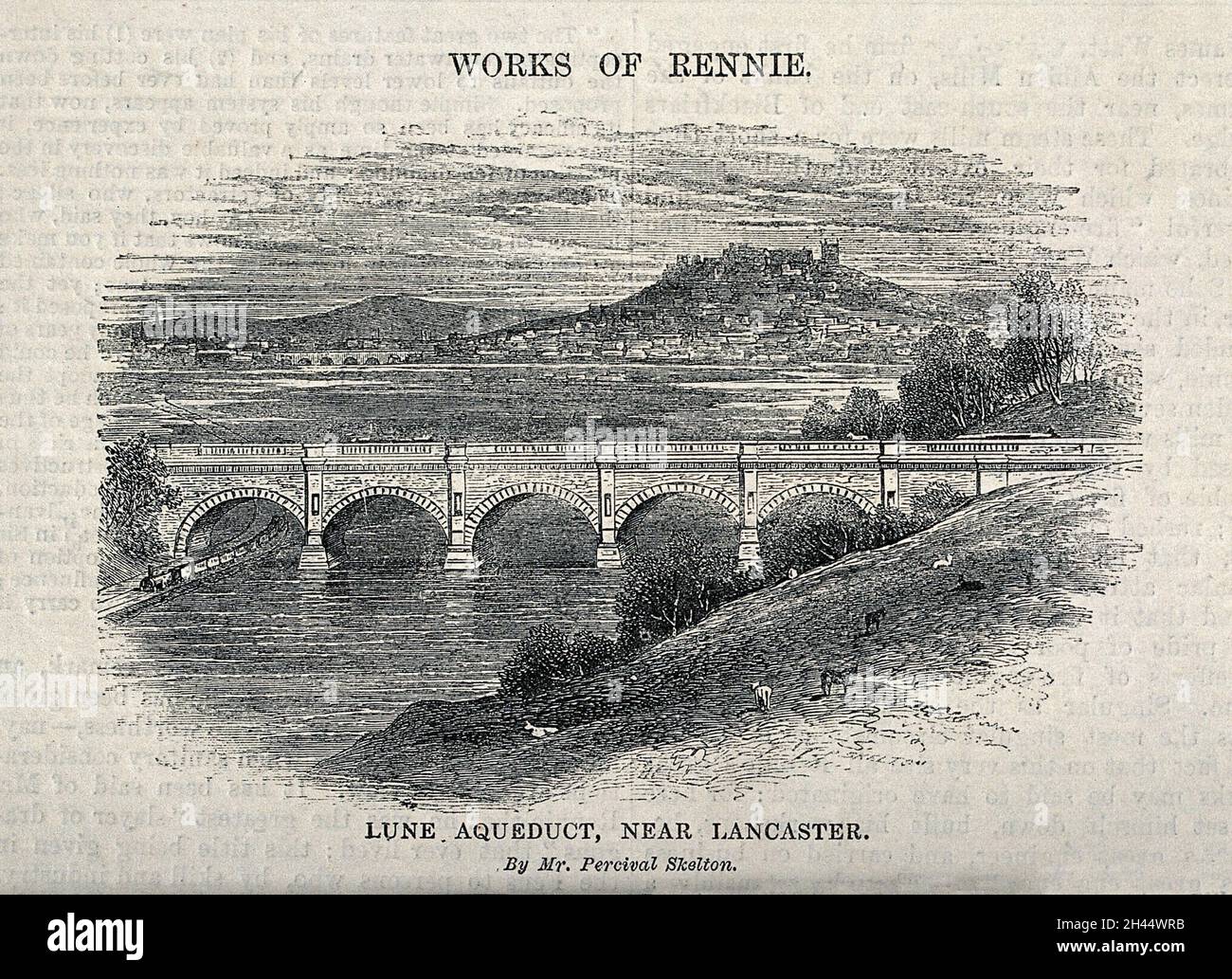 Lune aqueduct, near Lancaster. Wood engraving by P. Skelton Stock Photo ...