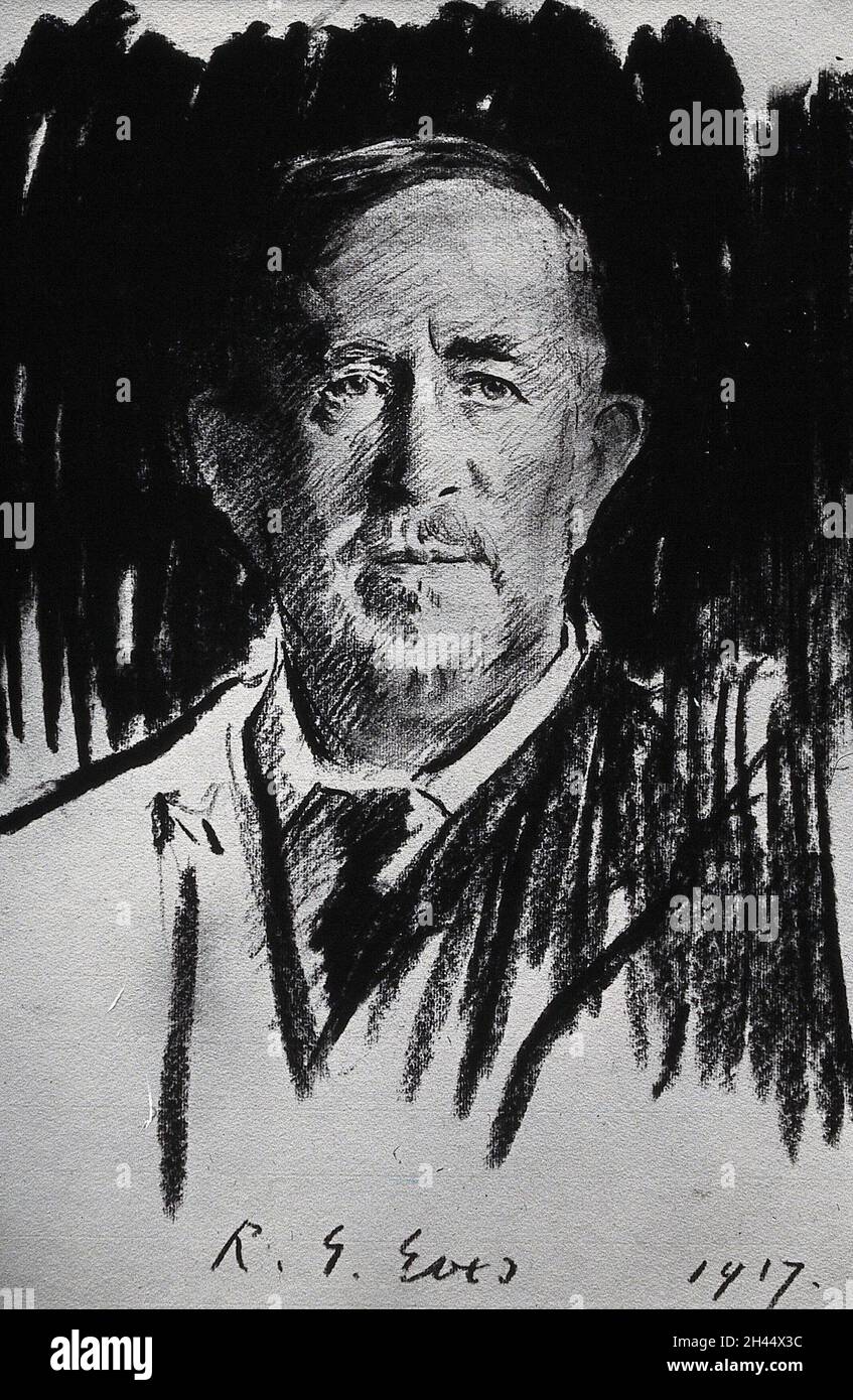 Sir Norman Moore. Photograph after a photograph after a crayon drawing ...